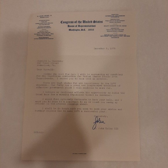 Source Unknown | Other | Vintage 975 Signed Letter Representative H ...